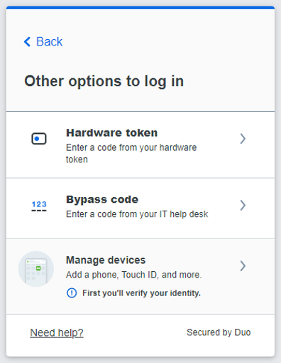 Switching between Duo factors | Information Technology Services