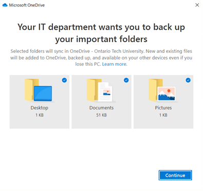 OneDrive backup instructions | Information Technology Services